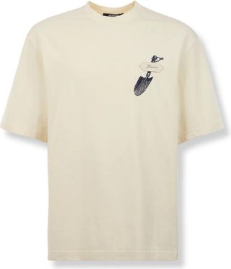 Jacquemus Homme, Tops, Beige, Taille: L T-Shirt Brod&eacute; Pelle