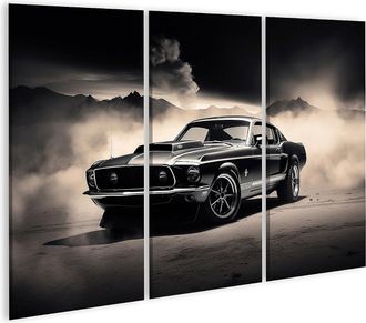 Islandburner Bild auf Leinwand Majestätisches Schwarz Weiß Foto von Mustang Shelby Bilder Wandbilder Poster