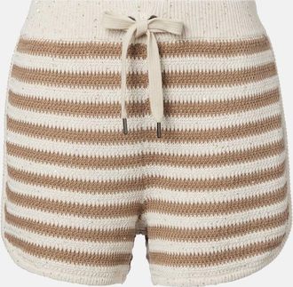 Brunello Cucinelli Short ray&eacute; en coton m&eacute;lang&eacute;