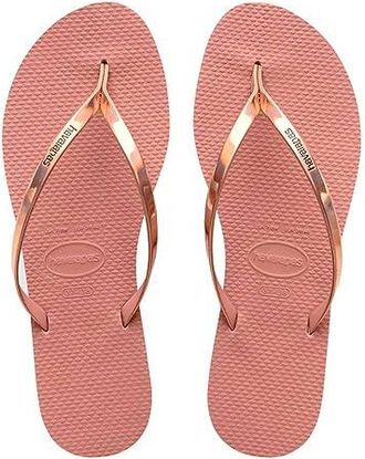 Havaianas You Metallic, Sandales Confortables, Élégantes et Polyvalentes, Fines Lanières à Finition Métallisée, Petit Talon, Femme