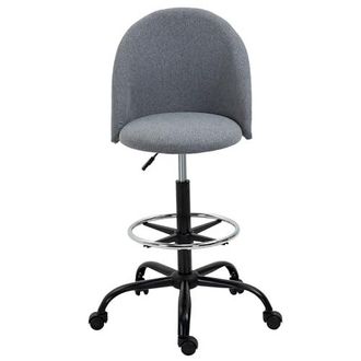 Vinsetto Chaise de Bureau Assise Haute r&eacute;glable 105-125H cm Tabouret de Bureau pivotant 360&deg; Lin Gris