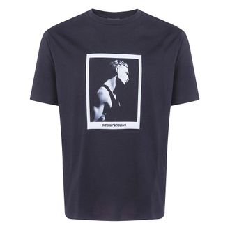 Emporio Armani Klassisches Rundhals-T-Shirt - - Tops - Herren - Schwarzk - 2XL