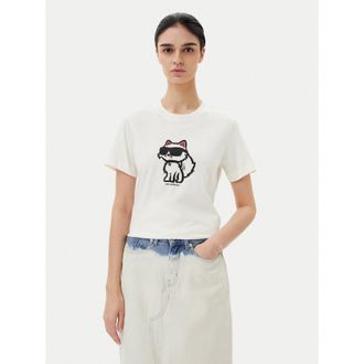 Karl Lagerfeld T-Shirt A1W17128 &Eacute;cru Regular Fit