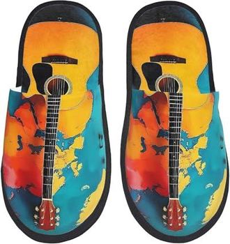 Generic Pantoufles De Maison Illustration De Guitare De Carte Chaud Fourrure Pantoufles L&eacute;gers Maison Slippers Pour Voyage Int&eacute;rieur Homme L