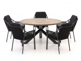 Tierra Outdoor Liv/ROUGH-Y &oslash; 150 cm Gartenm&ouml;bel-Set 6-teilig stapelbar