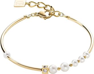 Coeur de Lion Armband - Armband Asymmetrie S&uuml;&szlig;wasserperlen & Edelstahl - Gr. ONE SIZE - in Wei&szlig; - f&uuml;r Damen