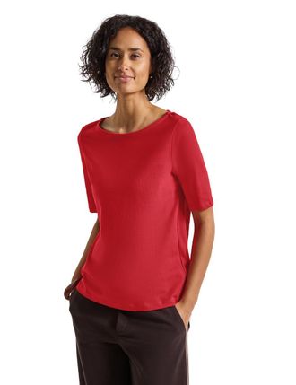 Street One Damen 3228108 Shirt mit U-Boot-Ausschnitt, Racing red, 44