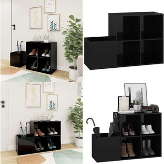 vidaXL Flur-Schuhschrank Hochglanz-Schwarz 105x35,5x70cm Holzwerkstoff - Flur-Schuhschrank - Schuhschrank - Holzwerkstoffmöbel - Garderobe - Schrank - Home