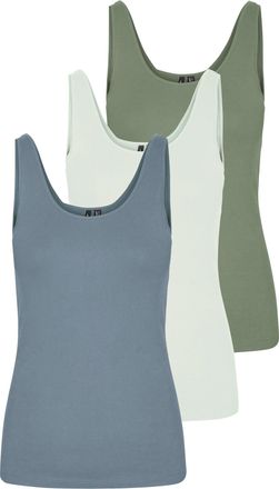 Vero Moda Damen VMMAXI My Soft UU Tank TOP GA 3PACK, Hedge Green/Citadel/Skylight, XXL