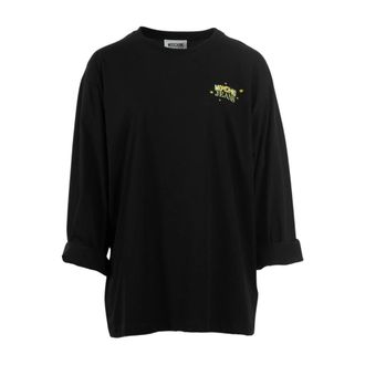 Moschino Langarm Grafik T-Shirt Schwarz - - Tops - Damen - Schwarzk - S