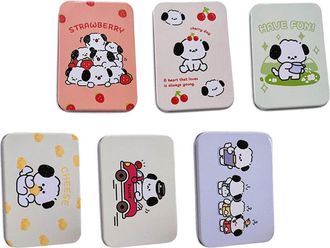 Pretyzoom Kleine Rechteckige Leere Dosen 6 St&uuml;ck Bedruckt Mit Cartoon-Welpen Metall-Aufbewahrungsdosen Tragbare Box-Beh&auml;lter Mit Klappdeckel F&uuml;r Schmuck Make-Up