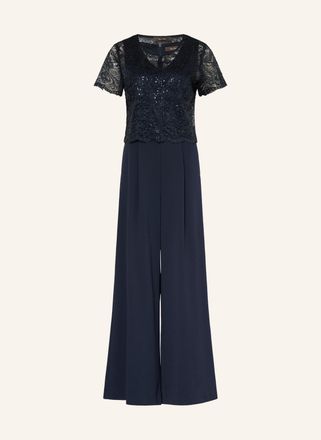 Vera Mont Set: Jumpsuit Und Spitzenjacke Mit Pailletten blau