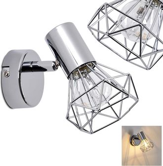 HOFSTEIN Wandleuchte Orebro, verstellbare Wandlampe aus Metall in Chrom, 1-flammig, 1 x E14-Fassung, moderner Wandspot mit Gitter, ohne Leuchtmittel