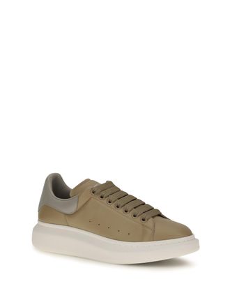 Alexander McQueen Mens Leather Sneakers Sand-Stone Trainers Sand/stone
