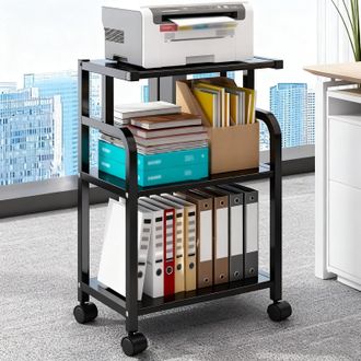 Generic Druckerständer Druckerständer mit 3 Ebenen und Rollwagen, Mehrzweck-Aufbewahrung und -Organisation auf dem Schreibtisch, Regal for Homeoffice, Arbeits