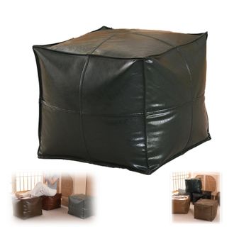 Generic F&uuml;llbare Kissentasche, Ungef&uuml;llter Kissenpouf, PU, Aufbewahrungsl&ouml;sung, wasserdichte Fu&szlig;st&uuml;tze for Wohnzimmer und Schlafzimmer-45x45x40cm(Olive)
