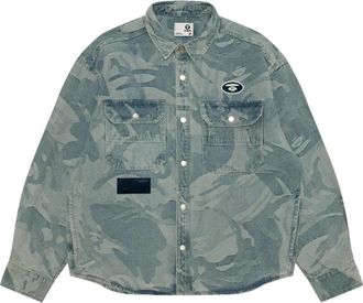 Aape By A Bathing Ape chemise Moonface à patch camouflage - Bleu