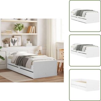 vidaXL Bettgestell mit Schubladen Wei&szlig; 100x200 cm - Bettesrahmen - Wei&szlig;er Rahmen - Doppelbett - Holzbettrahmen - Schrankbett