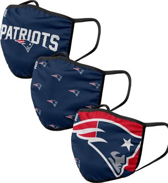 Foco New England Patriots NFL Face Covering 3Pack Face Mask Forever Collectibles - One-Size