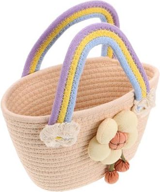 Hemobllo Sac Bandoulière Tissé Corde de Coton pour Femme Sac Main Coloré Capacité Fourre-tout Plage et Pochette Estivale