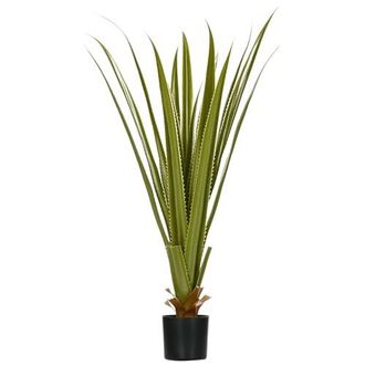 HOMCOM Plante Artificielle Type Agave en Pot Hauteur 90 cm, 16 Feuilles, Interieur extérieur, Grand réalisme