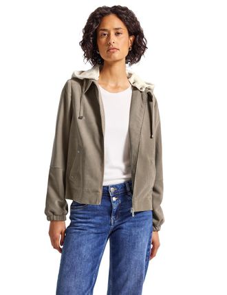 Street One Damen 2116766 Blouson mit Jersey-Kapuze, Morning beige, 38