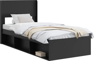 vidaXL Struttura Del Letto Con Stoccaggio E Testata Nero 75 X 190 Cm Vidaxl