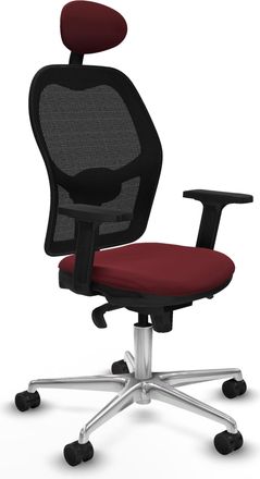 Piqueras y Crespo Jorquera Arbeitsstuhl mit 2D-Armen, h&ouml;henverstellbarer Lendenwirbelst&uuml;tze und festem Kopfteil, ausgestattet mit Sincro 5 Positionen und injiziertem Sc