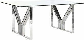 DKD Home Decor Dkd Home Decor - Stahl Esstisch 180x90x75 Stahlchromglas mehrfarbiger Farbfamilienfamilie Esstische und Büros Details