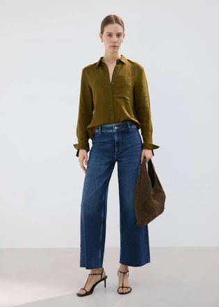 Mango Jean style jupe-culotte Catherin taille haute bleu fonc&eacute; - Femme - 32 - MANGO