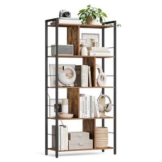Vasagle Biblioth&egrave;que, &eacute;tag&egrave;re de Salon &agrave; 5 &eacute;tages, &eacute;tag&egrave;re de Rangement Industrielle avec Compartiments Ouverts pour Bureau &agrave; Domicile, Chambre &agrave; Coucher, Sty