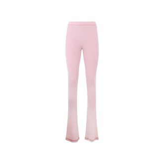GCDS Gcds - Pantalon &eacute;vas&eacute; en maille c&ocirc;tel&eacute;e - Femme - Pantalons - Violet - Taille: 34 FR