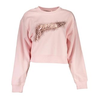 Guess Femme, Sweatshirts et sweats &agrave; capuche, Rose, Taille: 46 FR SweaT-shirt en coton rose &eacute;l&eacute;gant