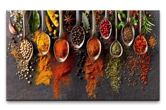 Paul Sinus Art Bilder XXL Gewürze in Löffeln 120x70cm Wandbild auf Leinwand
