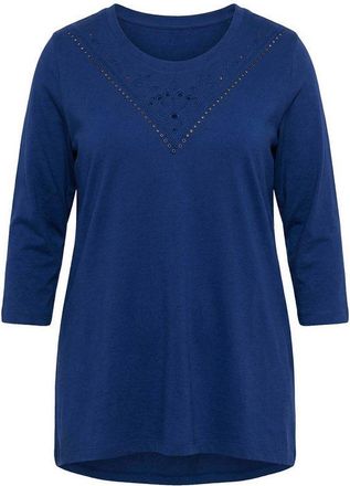 Angel Of Style T-Shirt T-Shirt l&auml;ngere A-Linie Lochstickerei 3/4-&Auml;rmel