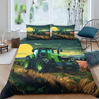 Generic Bettbezüge Traktor 3D Motiv Bettwäsche Hochwertig Dekorativ Bettwäsche-Sets Weiche Bettwaren Mit Reißverschluss Und 2 Kissenbezug Kinder Jungen Mädche