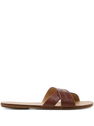 Mars&egrave;ll Sottile embossed crossover sandals - Marron