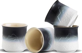 Zens Japanische Teetasse 4er Set, 240ml &Auml;sthetik gepr&auml;gte Japan Teetassen f&uuml;r Matcha Tee, Chinesische Teetasse ohne Henkel, Asiatische Teetasse Traditionel
