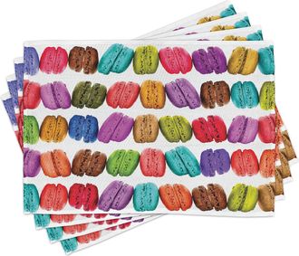 Abakuhaus Bunt Platzmatten, Café-Plätzchen, Waschbare Stoff Esszimmer Küche Tischdekorations Digitaldruck, Rot Türkis Braun