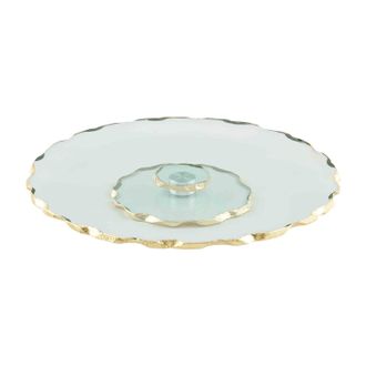 Mud Pie Lazy Susan Glas mit goldfarbenem Rand, 33 cm Durchmesser