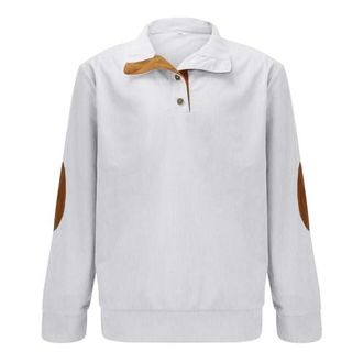 Generic Pull pour homme sans capuche T-shirt &agrave; manches longues Fermeture &eacute;clair 1/4 Sweat-shirt de sport Pull d&eacute;contract&eacute; Col montant Pull en tricot Coudes Pa
