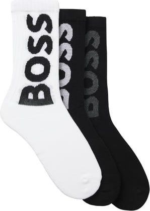 HUGO BOSS Lot de 3 paires de chaussettes mi-hautes en coton m&eacute;lang&eacute;