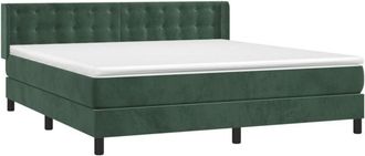 vidaXL Boxspringbett mit Matratze Dunkelgrün 160x200 cm Samt Vidaxl