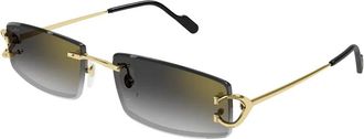 Cartier Goldene Randlose Sonnenbrille mit Grauen Gl&auml;sern - - Accessories - unisex - Gelb - 56 MM