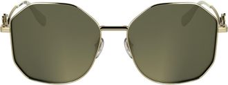 Karl Lagerfeld Womens Sunglasses KL358S - Gold Shiny with Solid Light Brown Mirror Lens