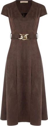 Rinascimento Robe Mi-longue Effet Daim - Femme - Robes - Brun - Taille: 36 FR