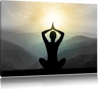 Pixxprint Yoga und Meditation, Größe: 120x80cm, Leinwandbild, fertig gespannt, Wandbild, Dekoration, Kunstdruck, kein Poster