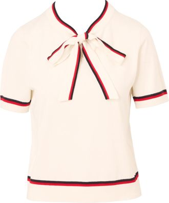 Adrianna Papell Pullover Tie Neck Double Tipped Short Sleeve Sweater