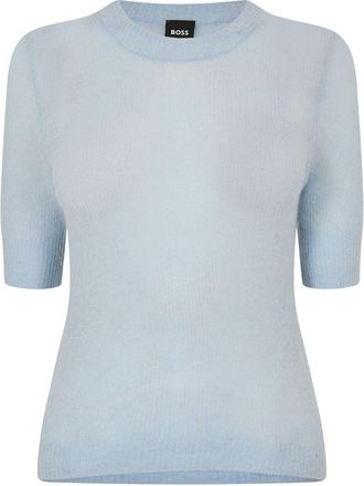HUGO BOSS T-Shirt f&uuml;r Damen, Mohair, Schmal, kurz&auml;rmlig (Pastellblau)