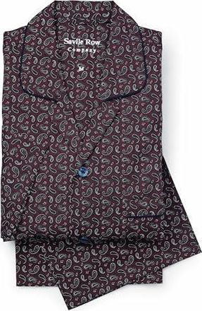The Savile Row Company Pyjama de luxe 100 % coton doux pour homme, Cachemire bordeaux., XL